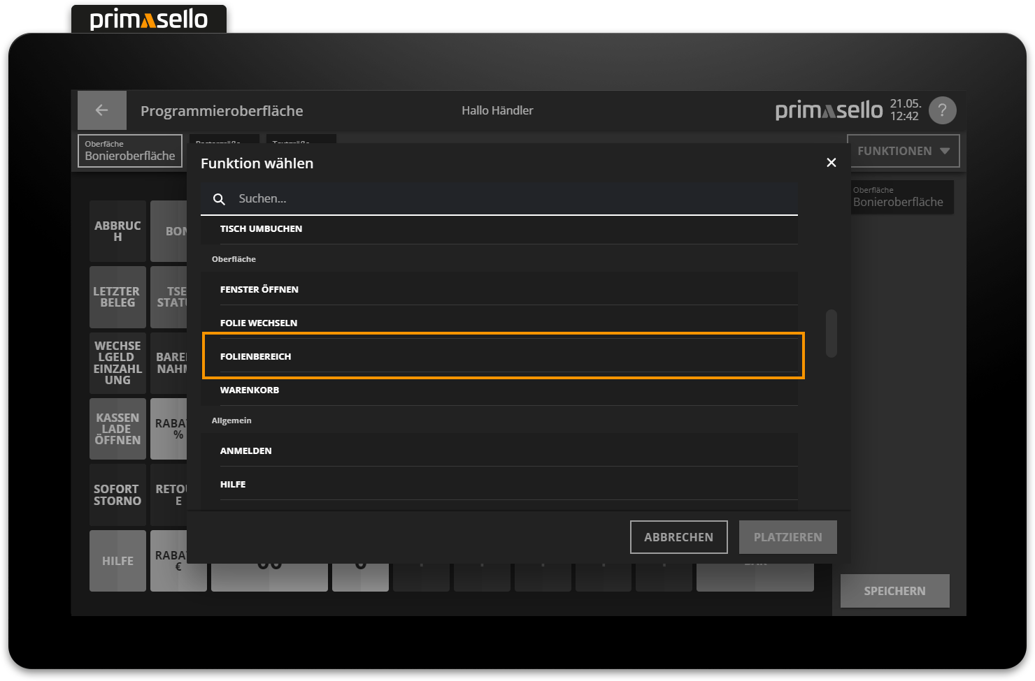 Functions on Layers | primasello Online Dokumentation