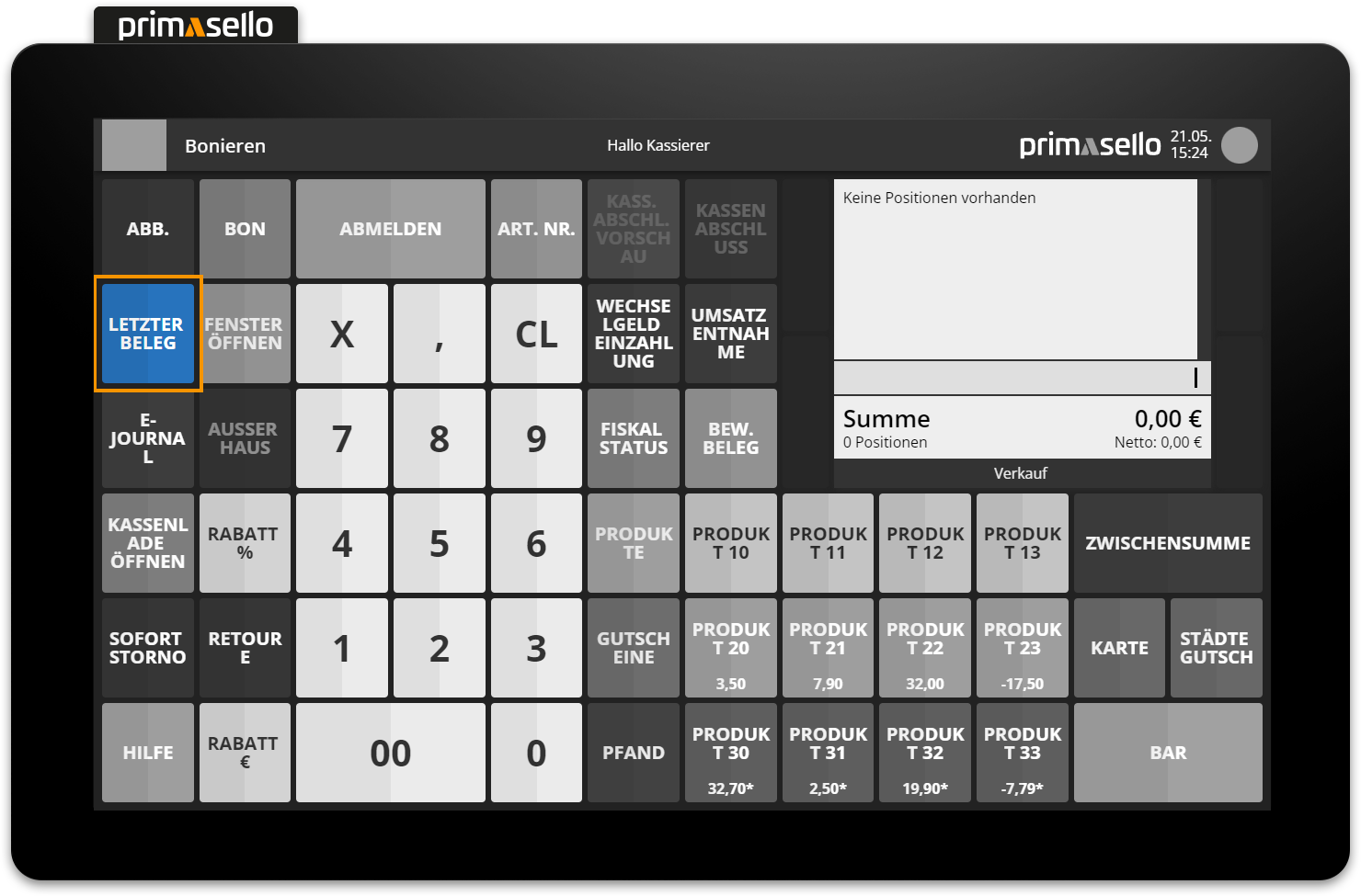 Last Receipt | primasello Online Dokumentation